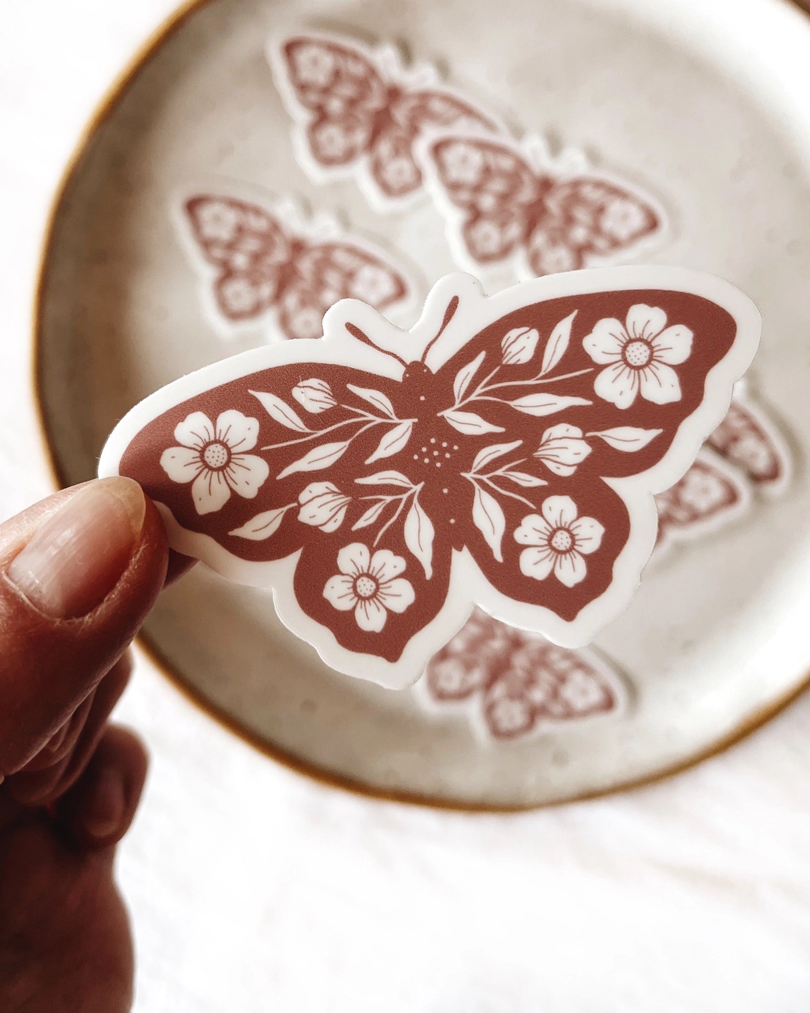 Blush Floral Butterfly Sticker Of Aspen Curated Ts