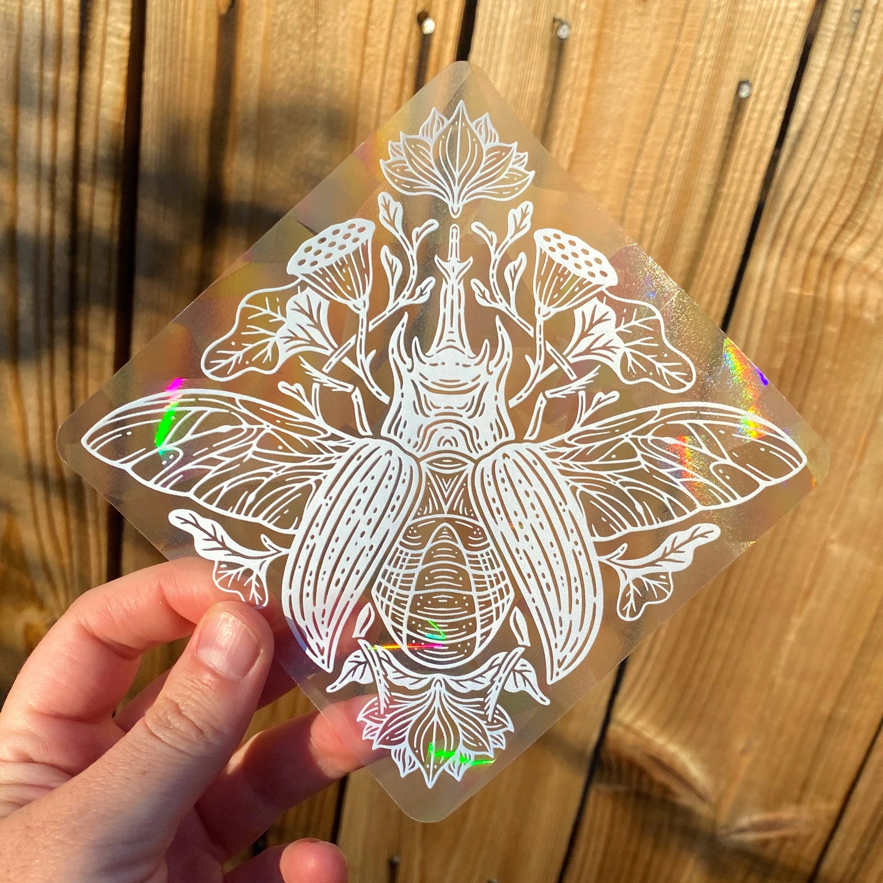 Lotus & Beetle Suncatcher Sticker – Of Aspen Curated Gifts