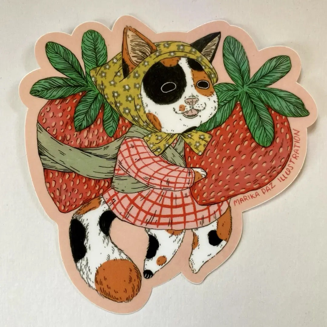 Strawberry Milkshake Cat Sticker – Of Aspen Curated Gifts
