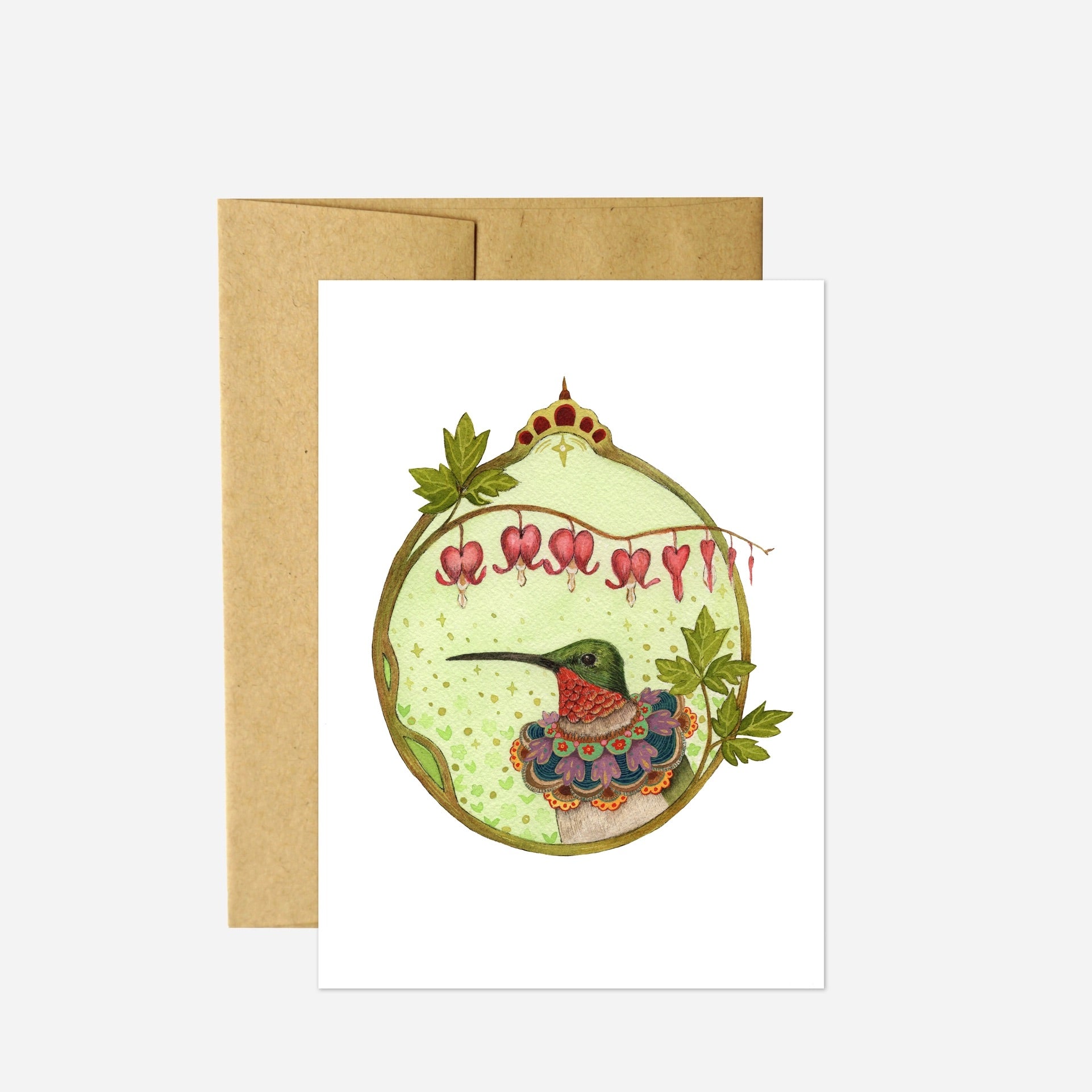 Hummingbird of Bleeding Hearts Card – Of Aspen Curated Gifts