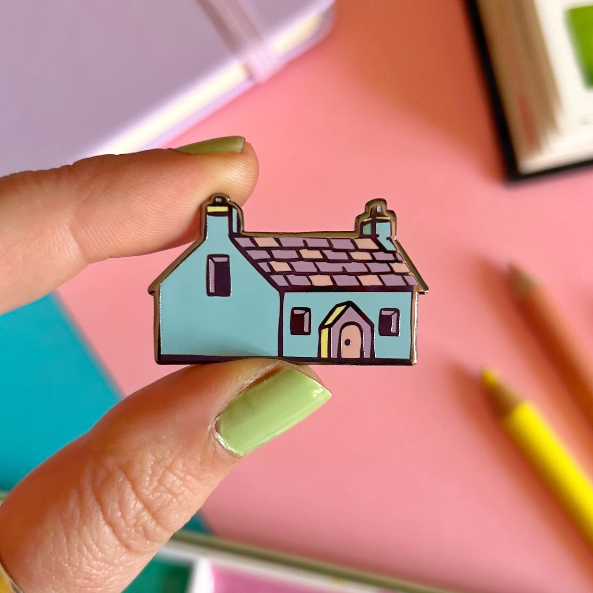 Blue Cottage Pin – Of Aspen Curated Gifts
